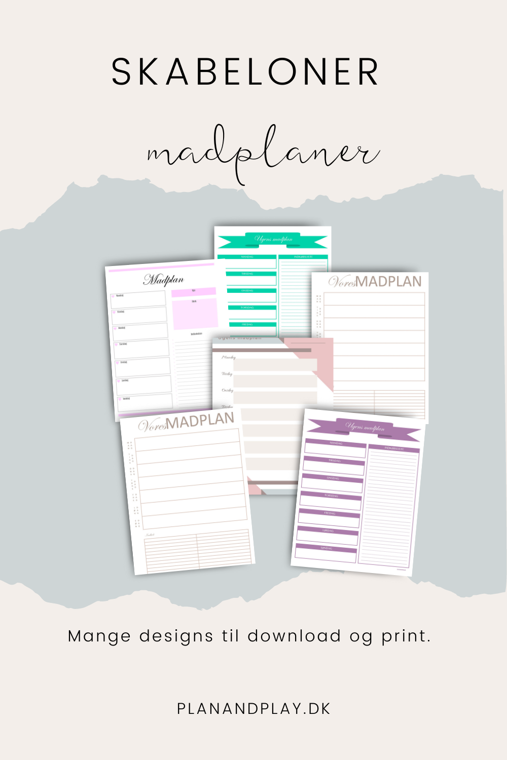 Madplaner til download og print - gratis skabeloner - Plan & Play