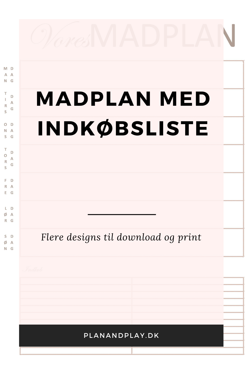 Madplaner til download og print - gratis skabeloner - Plan & Play