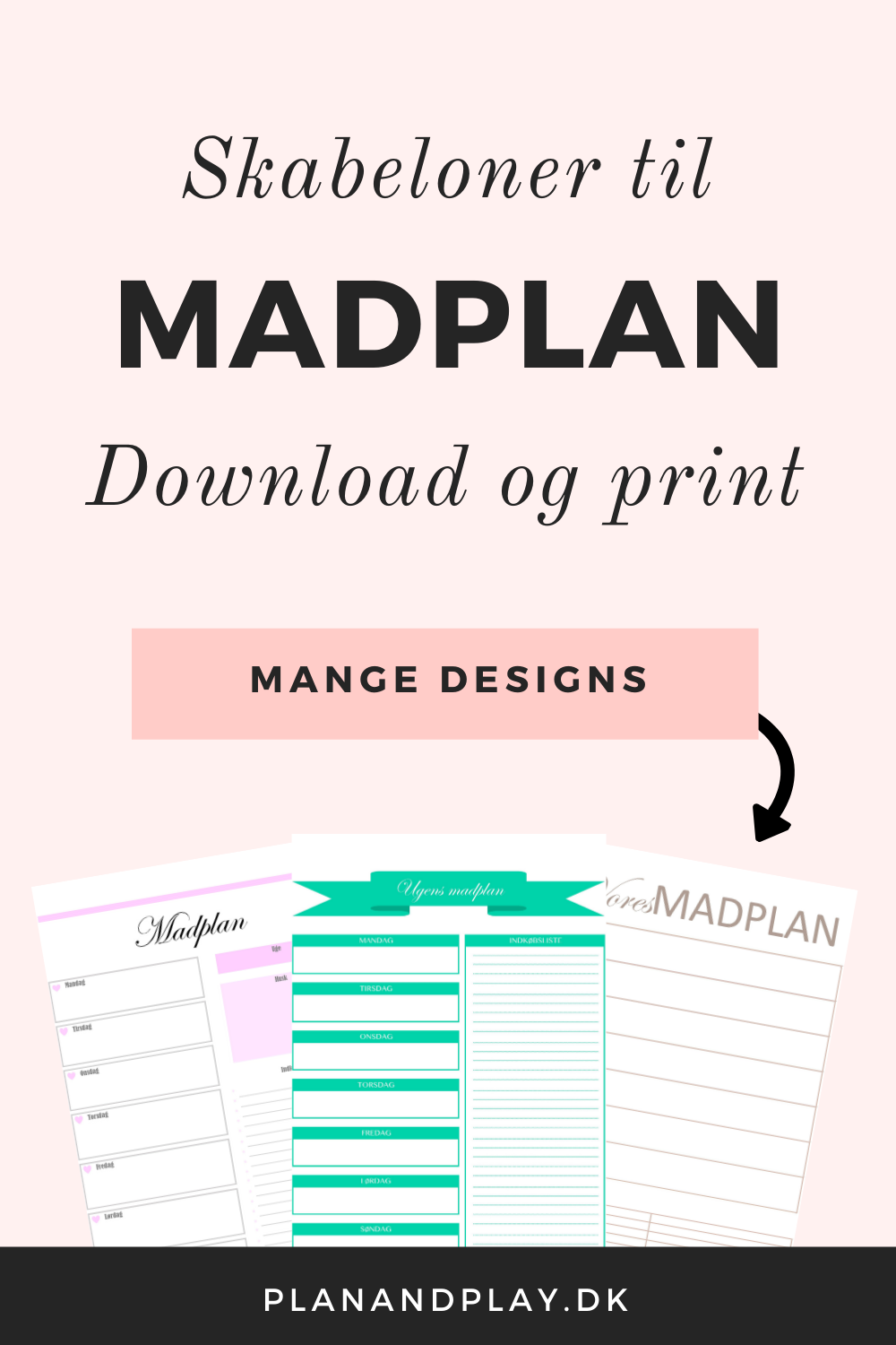 Madplaner til download og print - gratis skabeloner - Plan & Play
